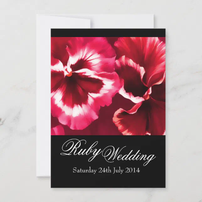 Ruby Wedding Party Invite 40th Black White & Red | Zazzle