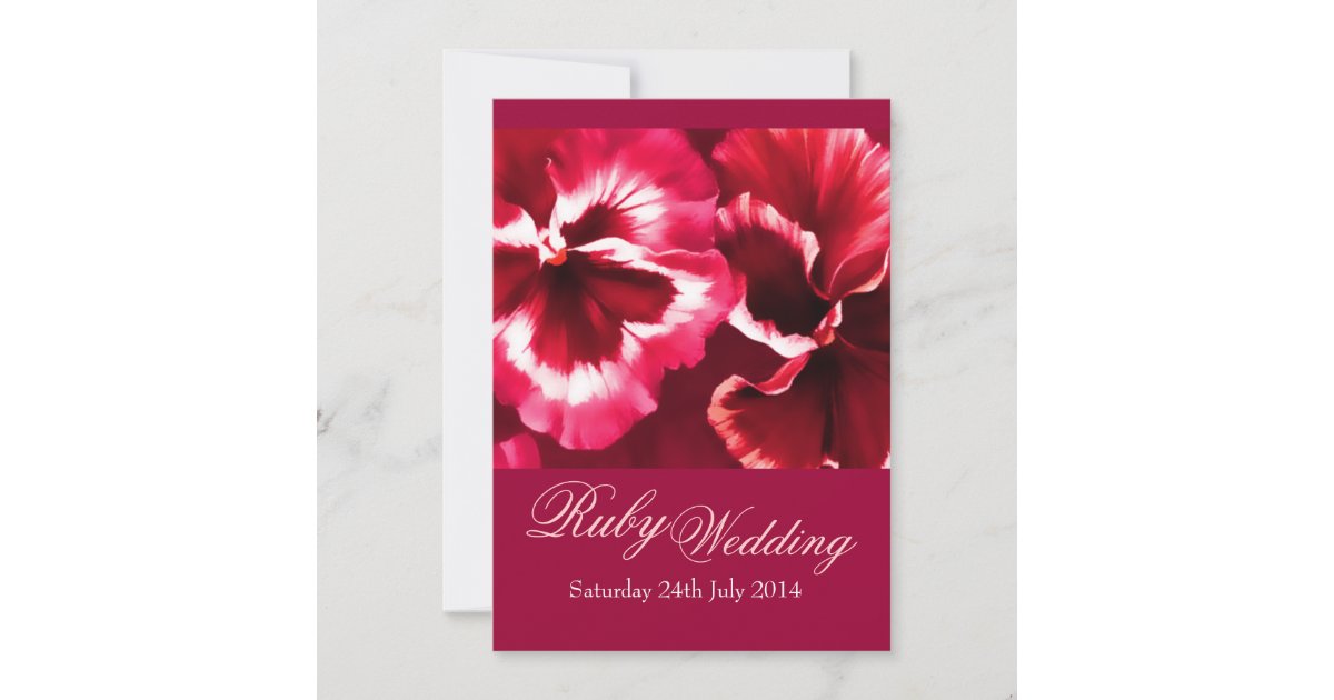 Ruby Wedding Party Invite 40th Pink & Red | Zazzle
