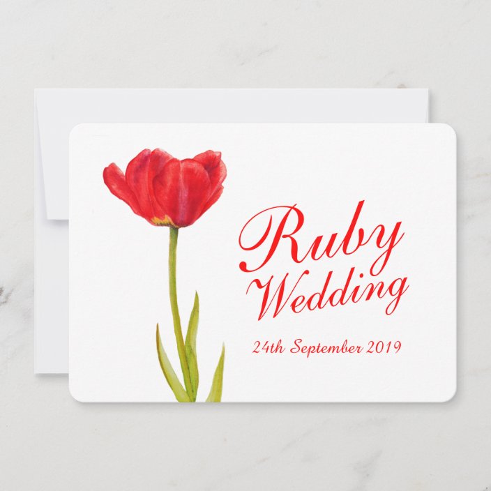 Ruby wedding party red tulip art 40th invite | Zazzle.com