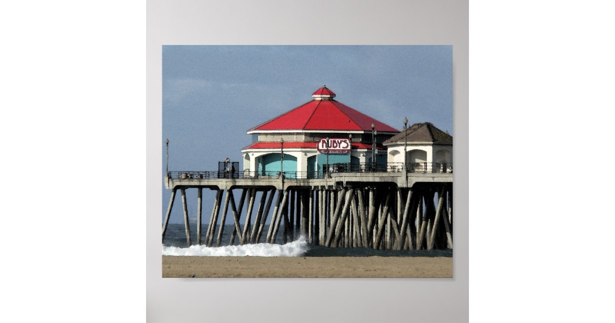 Ruby's Diner Huntington Beach Pier Poster | Zazzle