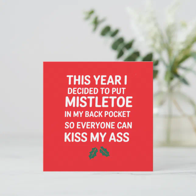 Rude Christmas Funny Noel Hilarious Christmas Tree Holiday Card | Zazzle