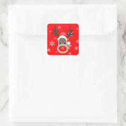 Rudolf - Christmas reindeer Square Sticker | Zazzle