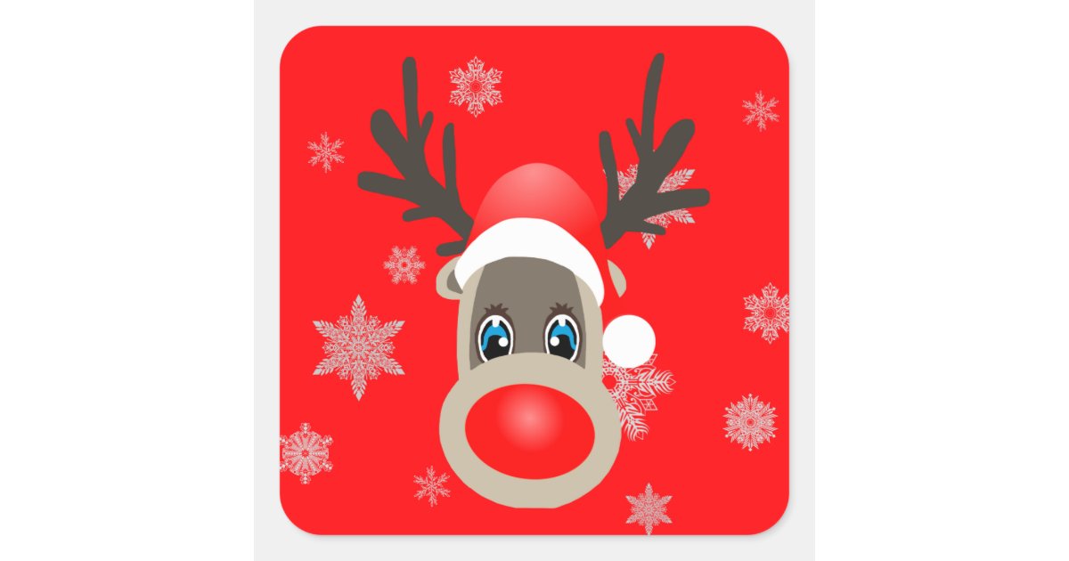 Rudolf - Christmas reindeer Square Sticker | Zazzle