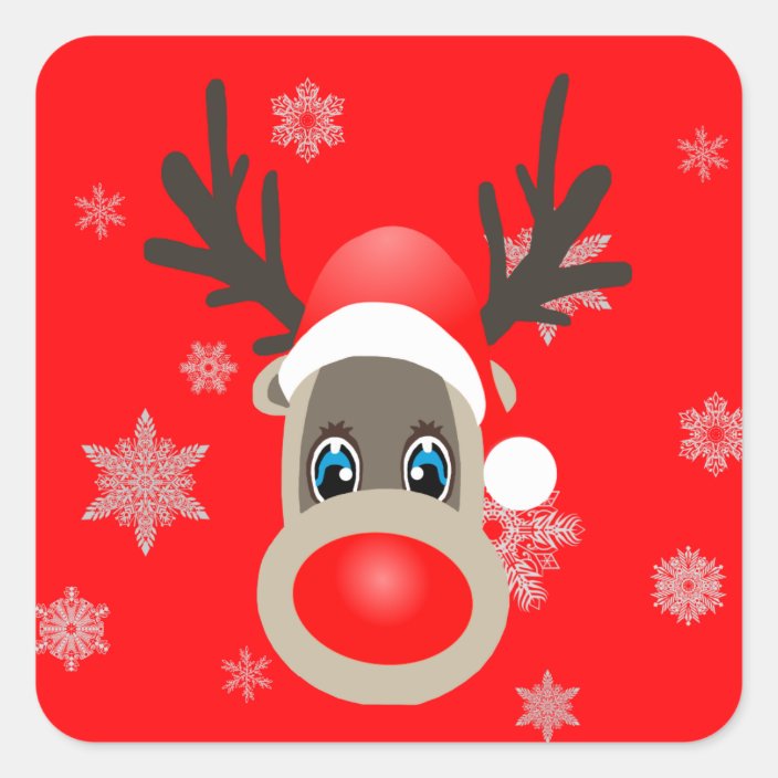 Rudolf - Christmas reindeer Square Sticker | Zazzle.com