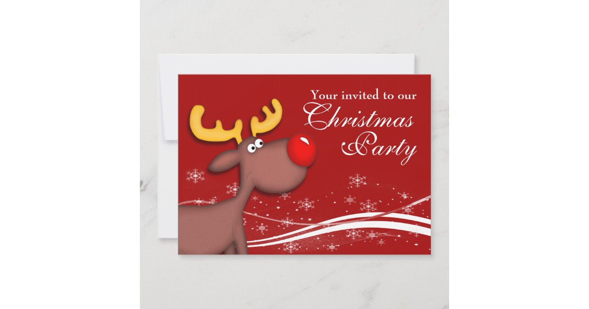 Rudolf Reindeer Company Christmas Party Invitation | Zazzle