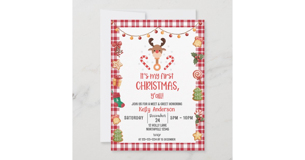 Rudolph First Christmas Meet and Greet Party Invitation | Zazzle