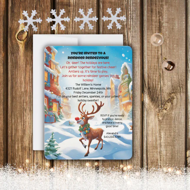 Rudolph Party Invitation | Zazzle
