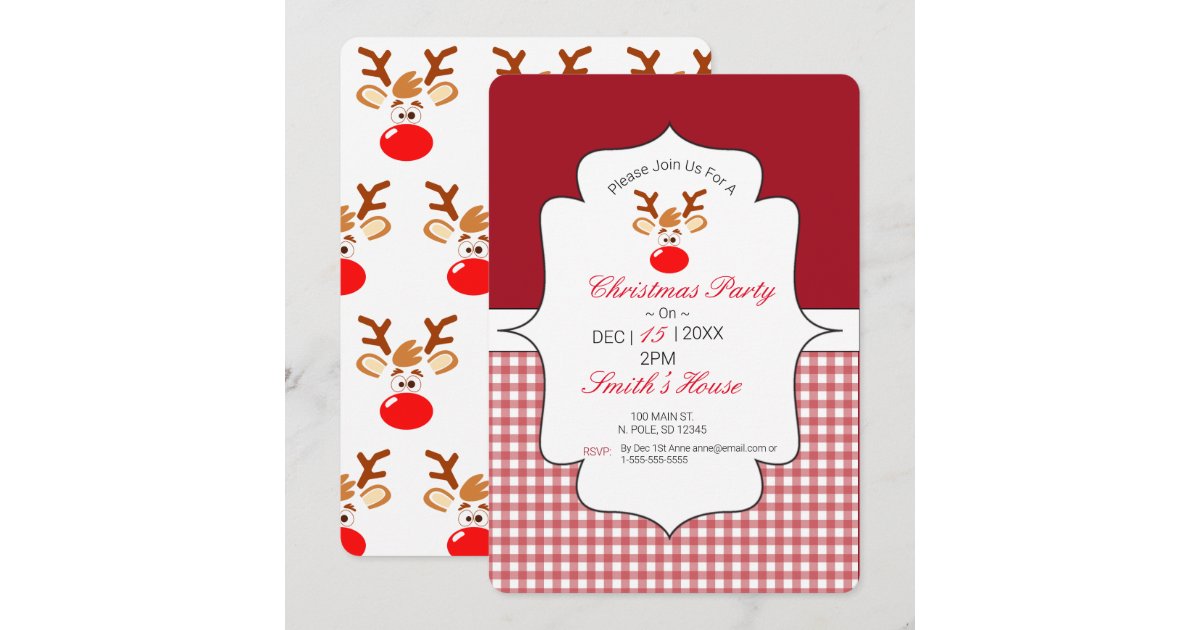 Rudolph Red Nose Reindeer Invitation | Zazzle