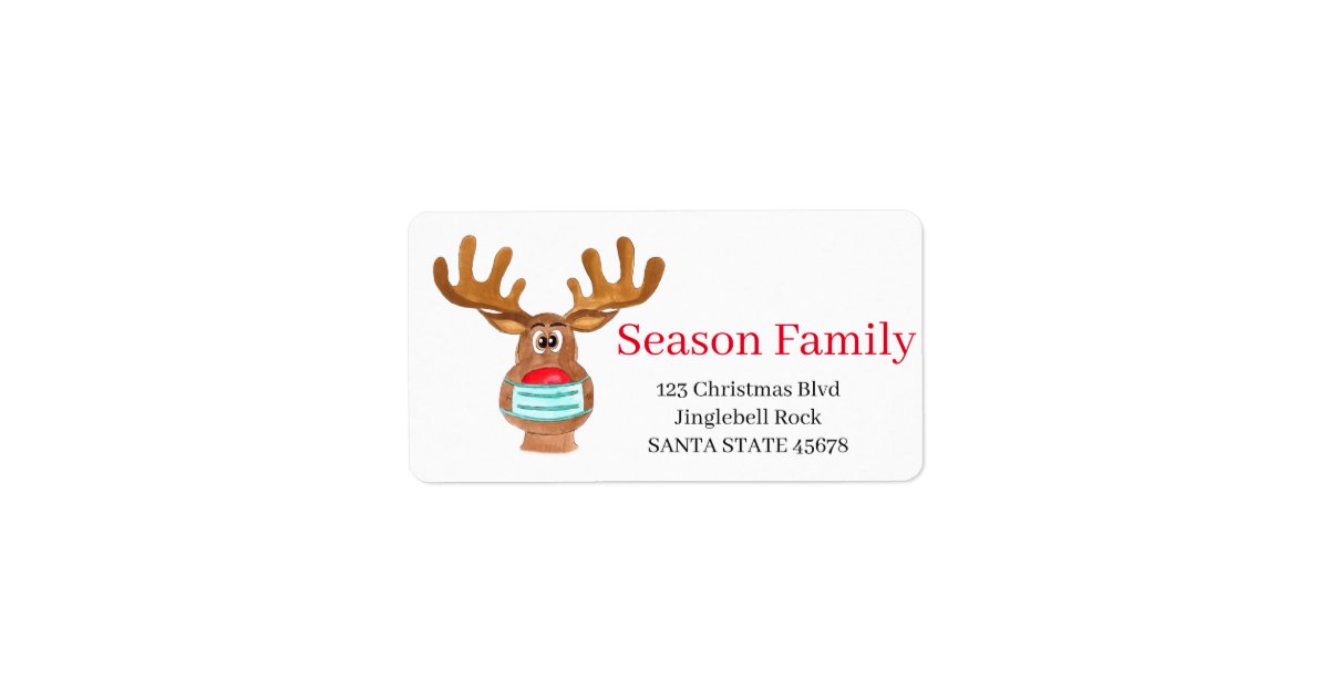 Rudolph the Face Masked Reindeer Label | Zazzle