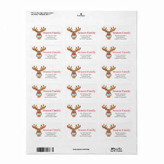 Rudolph the Face Masked Reindeer Label | Zazzle