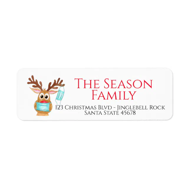 Rudolph the Face Masked Reindeer Label | Zazzle