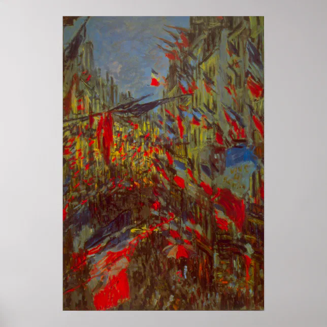 Rue Montorgueil with Flags by Claude Monet Poster | Zazzle