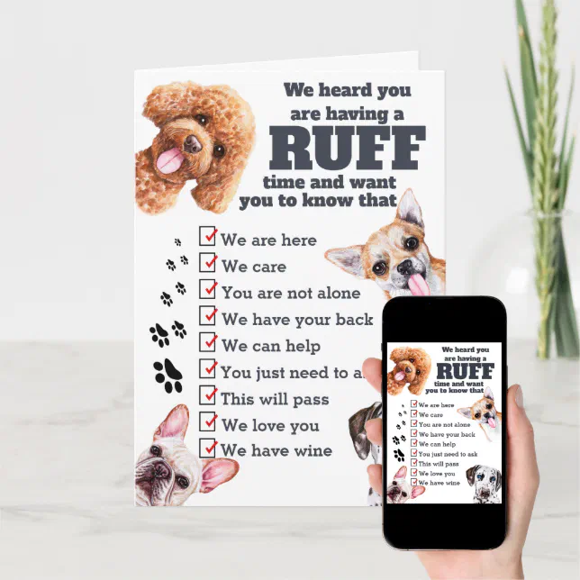 Ruff time dog gang feel better soon recovery wish card | Zazzle