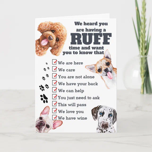 Ruff time dog gang feel better soon recovery wish card | Zazzle