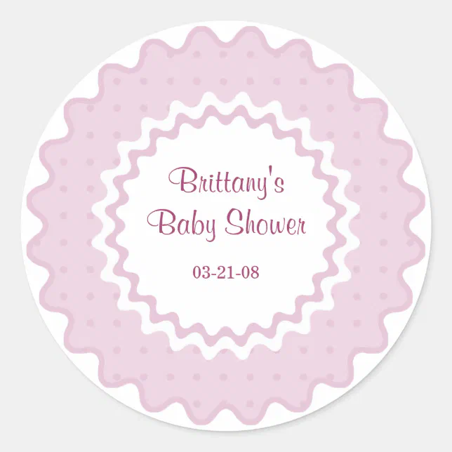 Ruffle Sticker, pink and white Classic Round Sticker | Zazzle