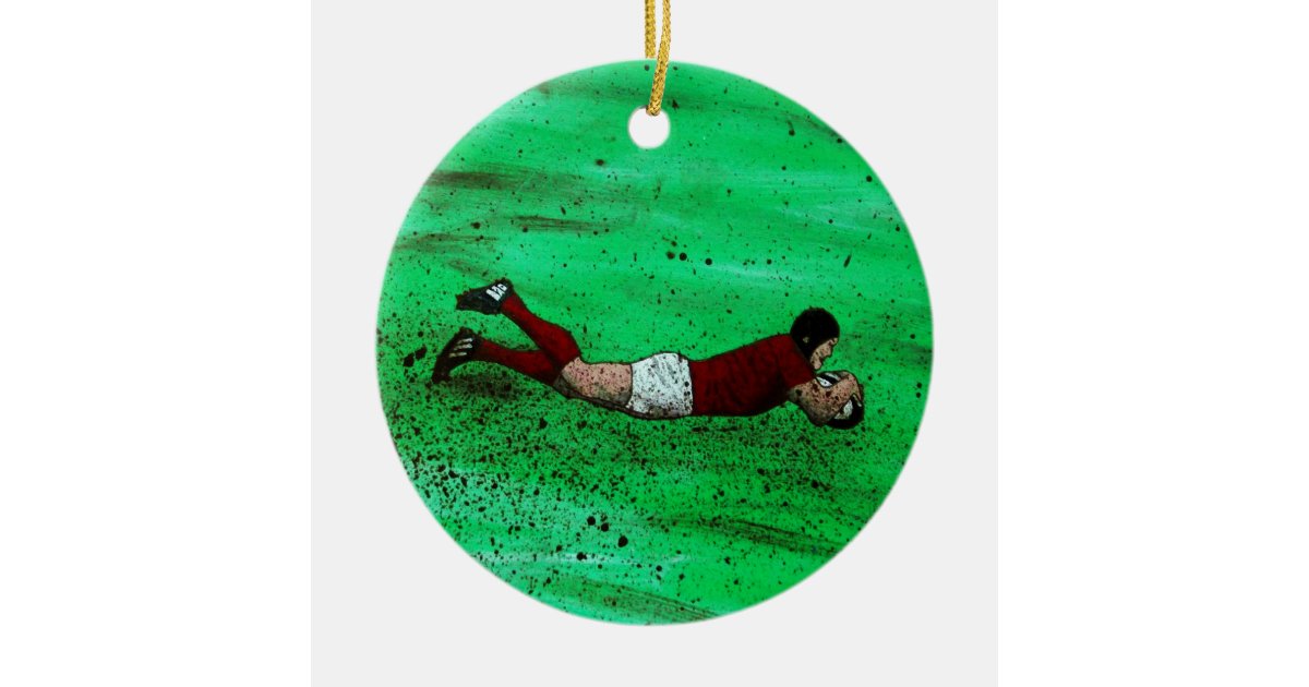 Rugby Art Ceramic Ornament | Zazzle