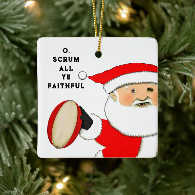 Rugby Christmas Ceramic Ornament | Zazzle