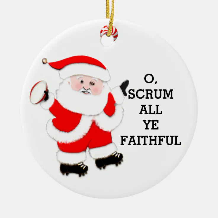 Rugby Christmas Ceramic Ornament | Zazzle