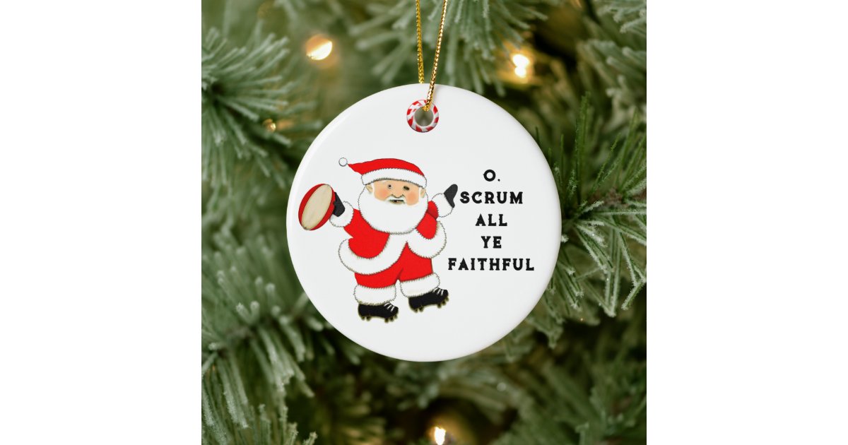 Rugby Christmas Ceramic Ornament | Zazzle