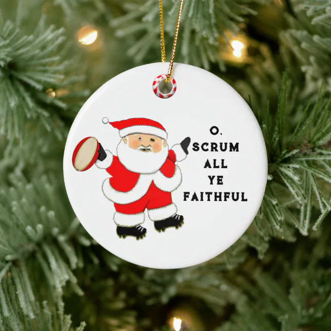 Rugby Christmas Ceramic Ornament | Zazzle