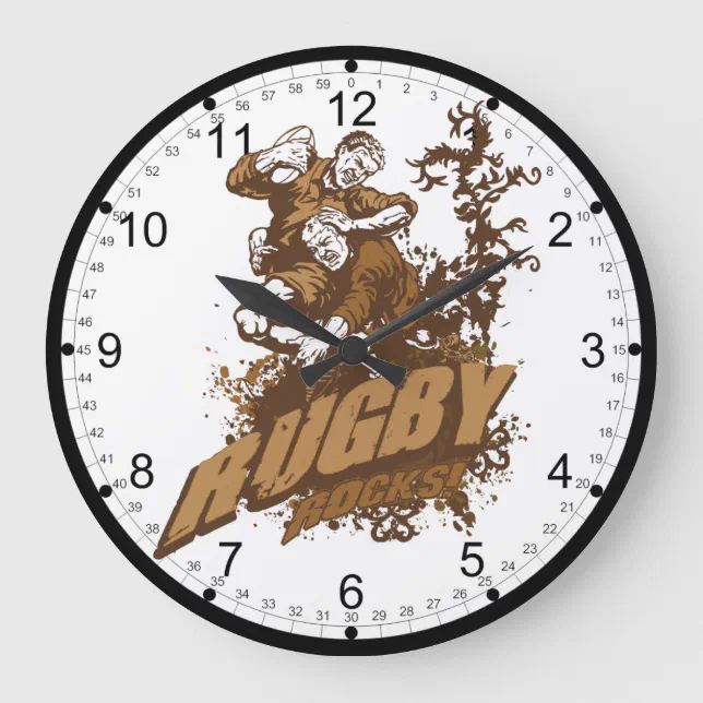 Rugby Rocks! Large Clock | Zazzle