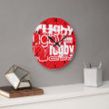 Rugby; Scarlet Red Stripes Large Clock | Zazzle