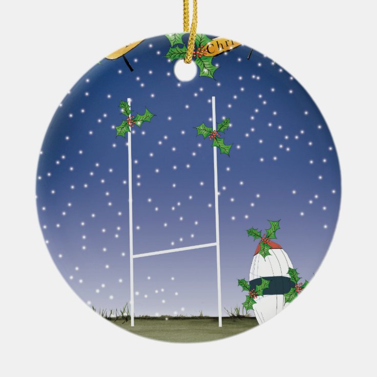 rugby xmas ceramic ornament | Zazzle