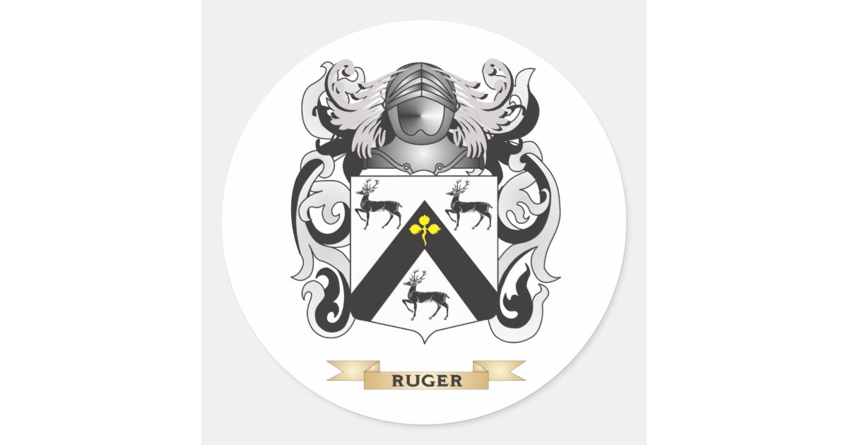 Ruger Coat of Arms (Family Crest) Classic Round Sticker | Zazzle