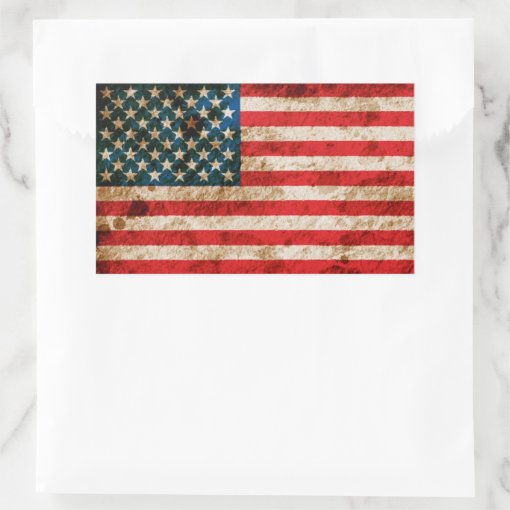Rugged American Flag Rectangular Sticker | Zazzle