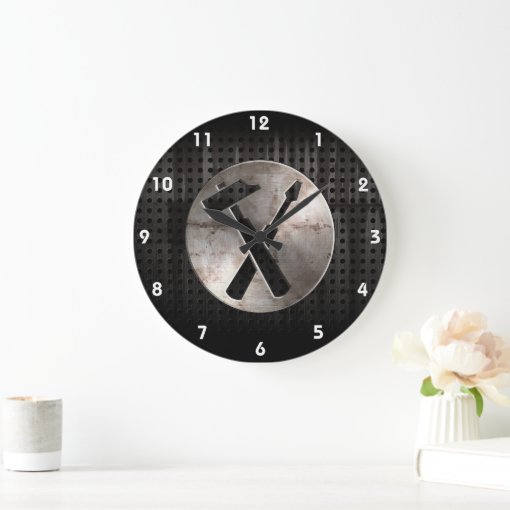 Rugged Carpenter Tools Large Clock | Zazzle