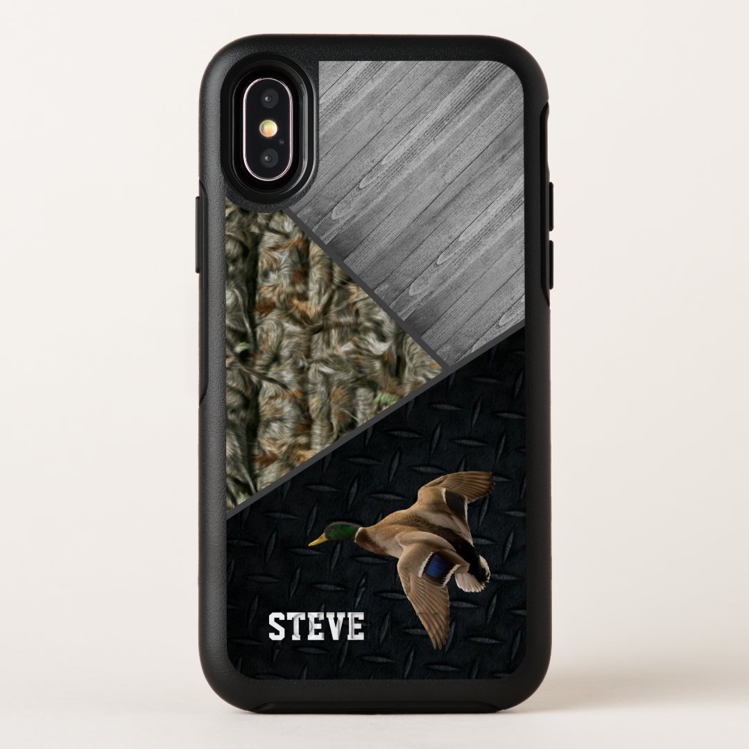 Rugged Duck Hunting Camo Mallard Name Men's OtterBox iPhone Case | Zazzle