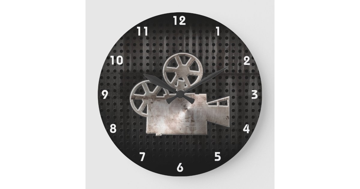 Rugged Movie Camera Large Clock | Zazzle