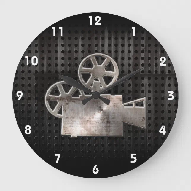 Rugged Movie Camera Large Clock | Zazzle