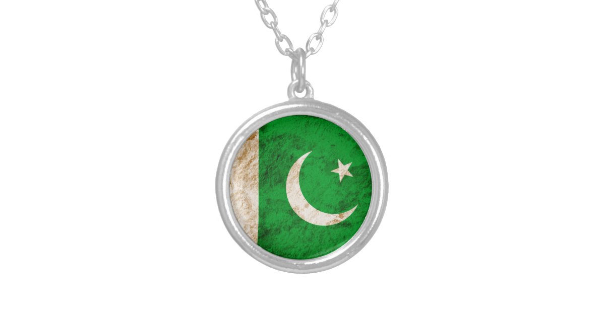 Rugged Pakistani Flag Silver Plated Necklace | Zazzle