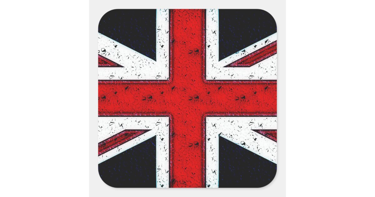 Rugged Union Jack Square Sticker | Zazzle