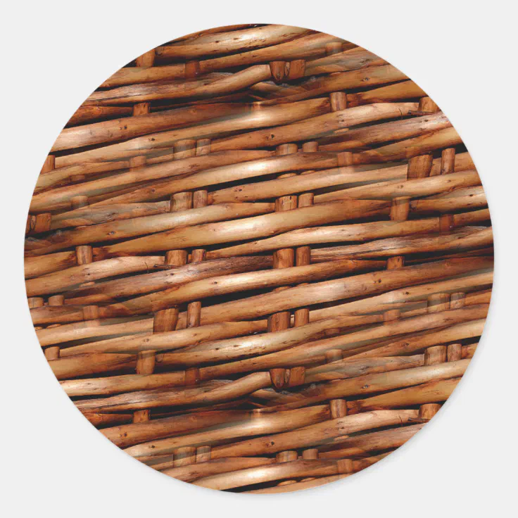 Rugged Wicker Basket Look Classic Round Sticker | Zazzle