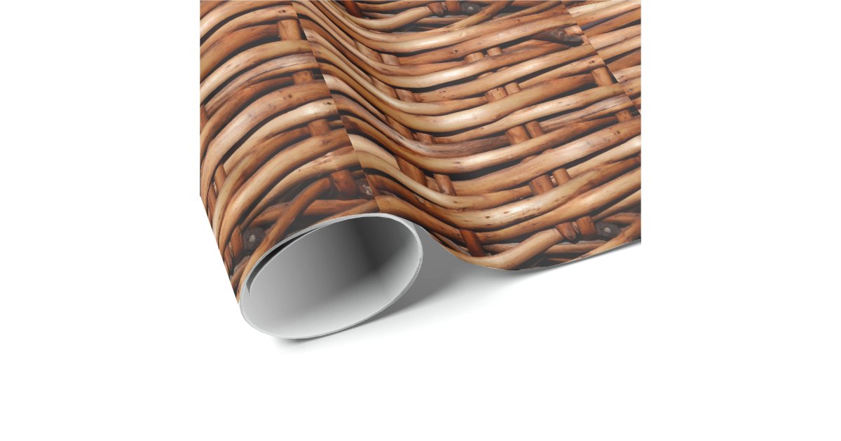 Rugged Wicker Basket Look Wrapping Paper | Zazzle