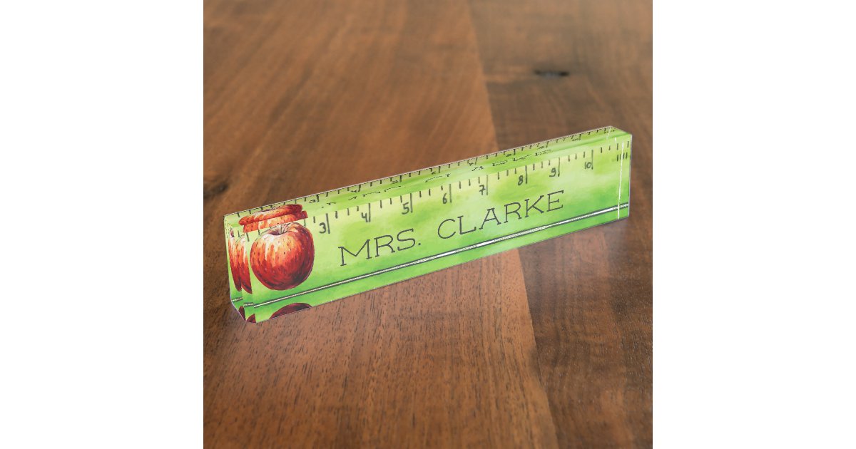 Ruler & Apple Personalized Teacher Name Plate | Zazzle