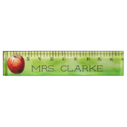 Ruler & Apple Personalized Teacher Name Plate | Zazzle