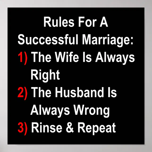 Rules For A Successful Marriage Poster | Zazzle