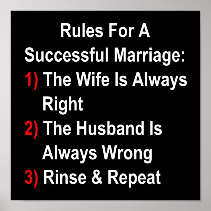 Rules For A Successful Marriage Poster | Zazzle