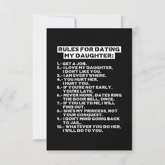 Rules for dating my daughter thank you card | Zazzle