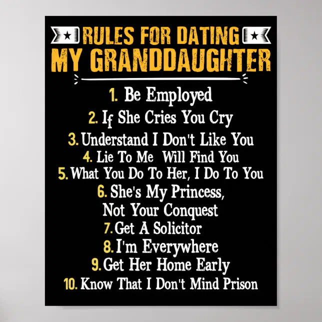 Rules For Dating My Granddaughter Fun Family Poster | Zazzle