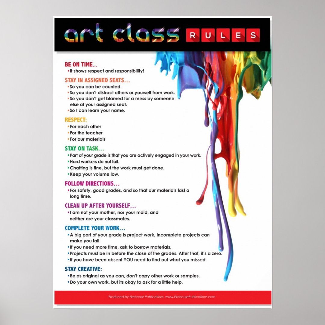 Rules for the Art Classroom Poster | Zazzle