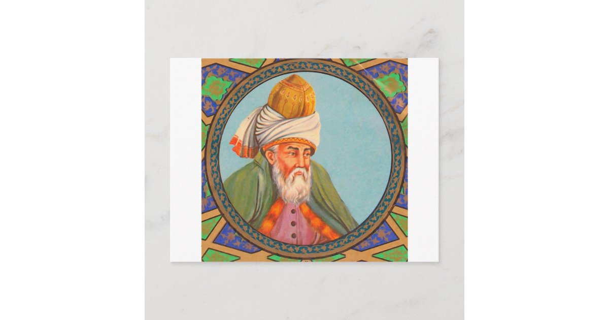 rumi portrait oil painting postcard | Zazzle