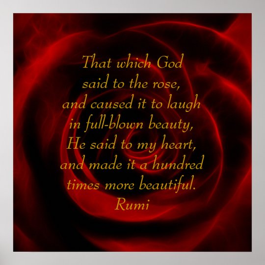 Rumi Red Rose Beauty Poster | Zazzle.com