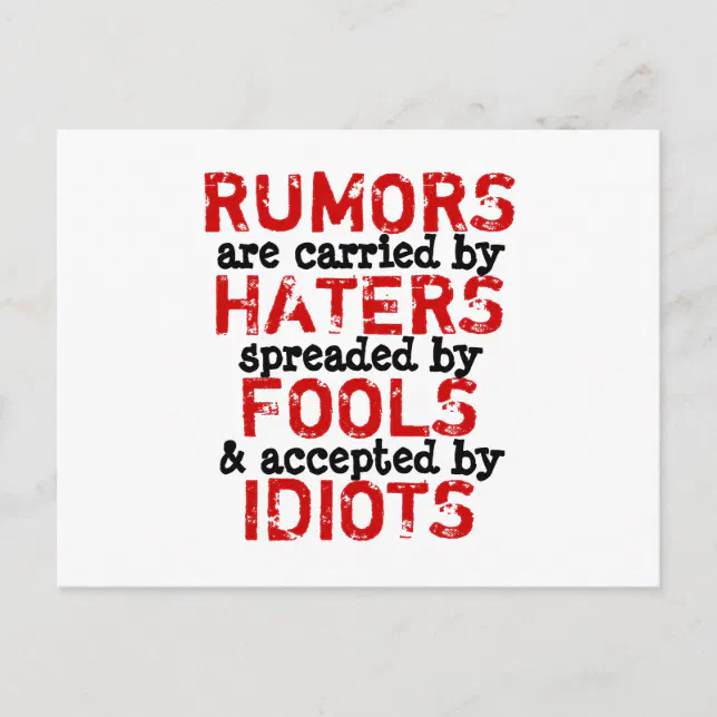 RUMORS - Postcard Truism / Philosophy | Zazzle
