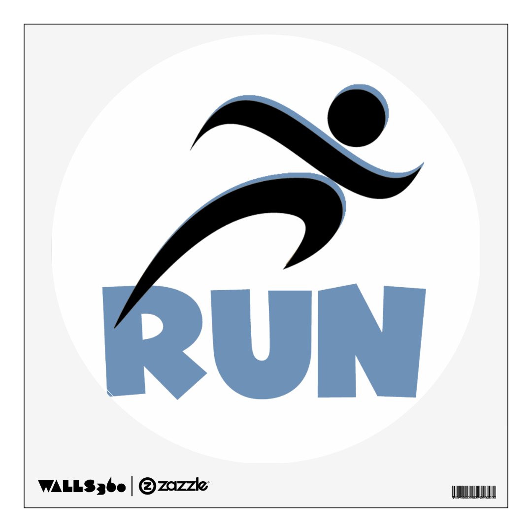 RUN Blue Wall Decal | Zazzle