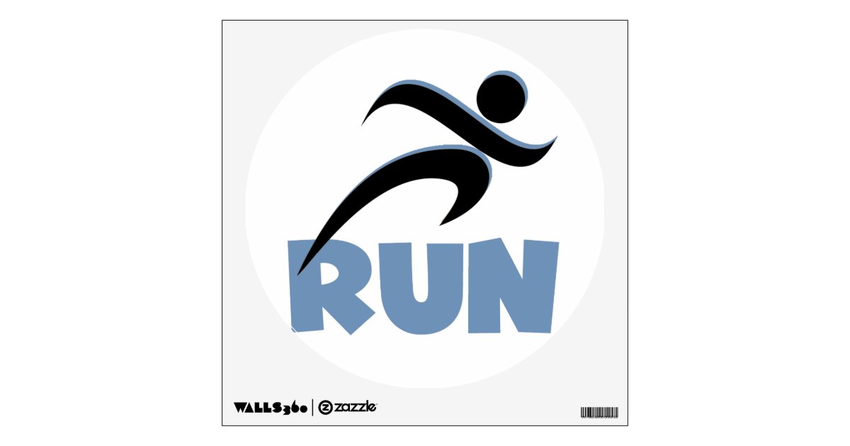RUN Blue Wall Decal | Zazzle