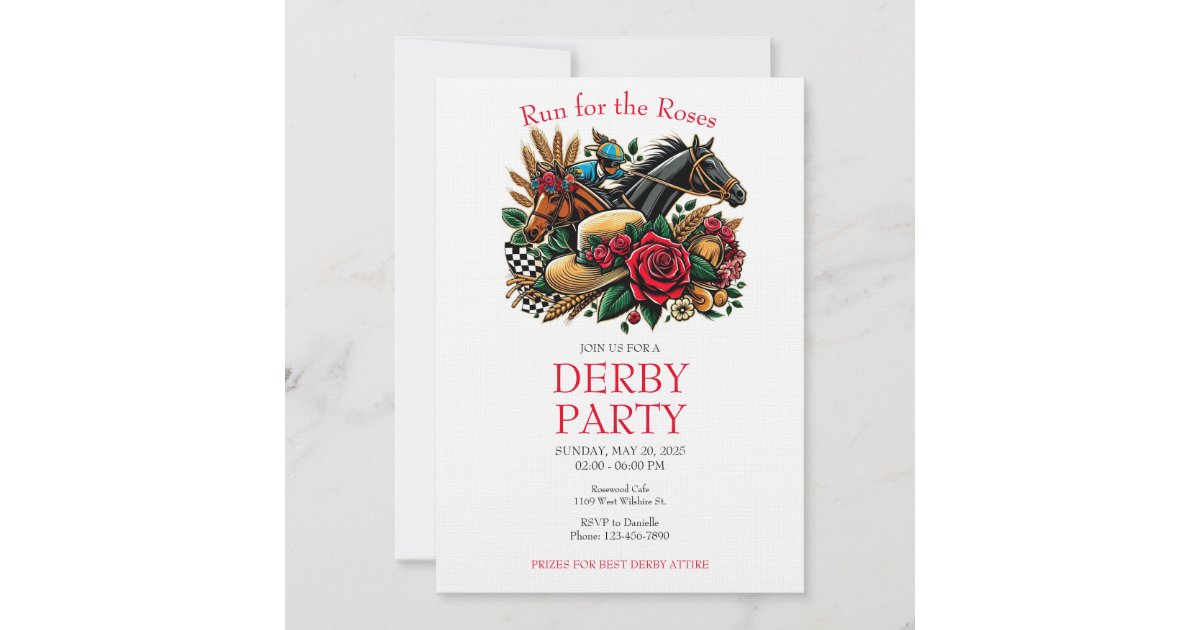 Run for the Roses Race Horse Derby Party Invitation | Zazzle